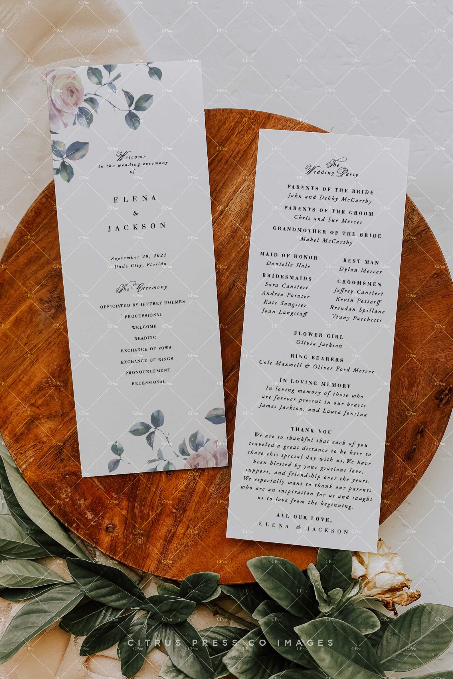 Wedding Program Mockup Menu Card 4x11 Double Sided Mock Up - Etsy