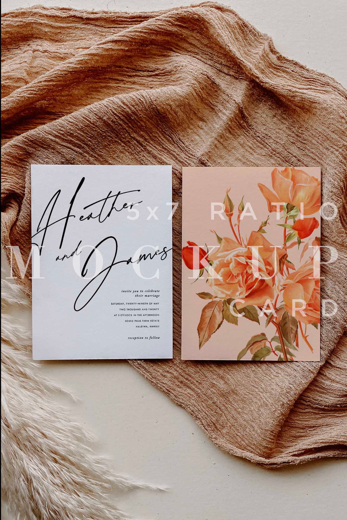 Neutral Wedding Invitation Mockup Minimal Boho Mockup - Etsy