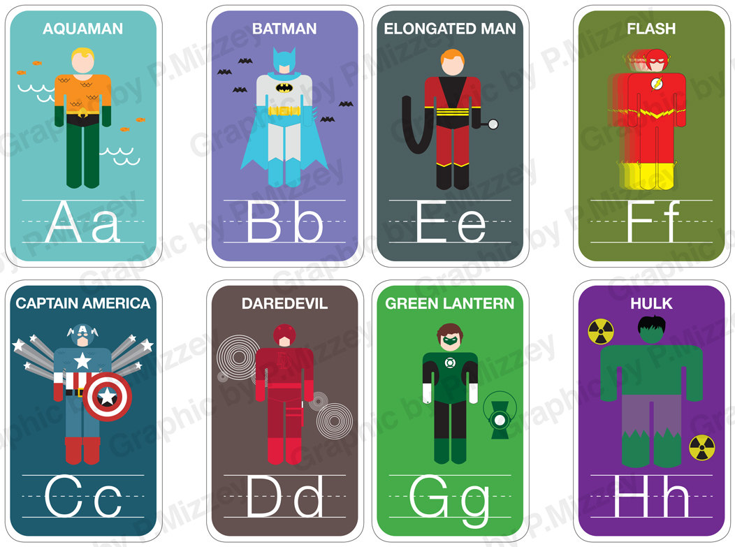Superhero Flashcards - Etsy