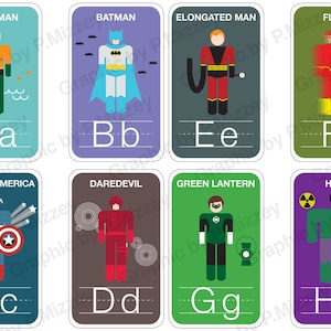 LARGE Superhero Flash Cards - Etsy