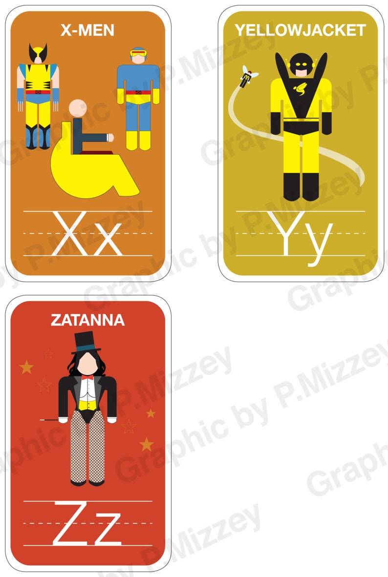 LARGE - Superhero Flash Cards - Etsy