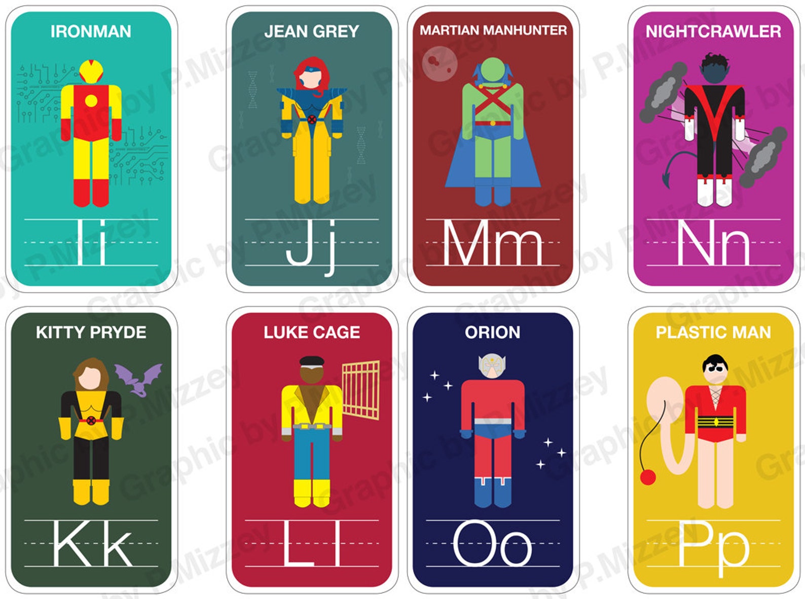 Superhero Flashcards - Etsy