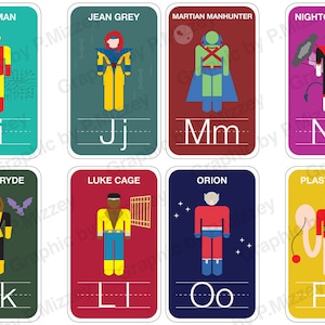Superhero Flashcards - Etsy