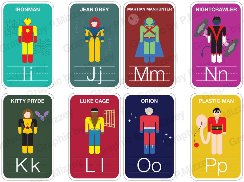 Superhero Flashcards - Etsy