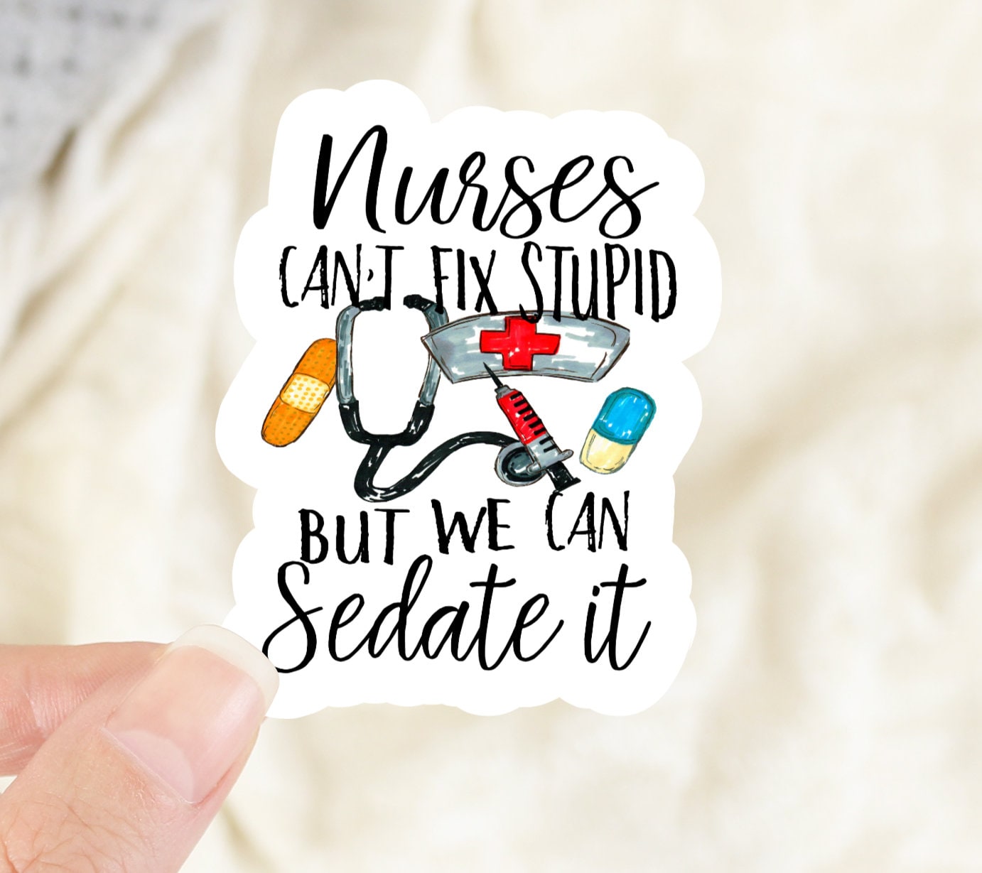 Funny Nurse Sticker, Nurse Sticker, Nurse Funny Sticker, Occupation ...