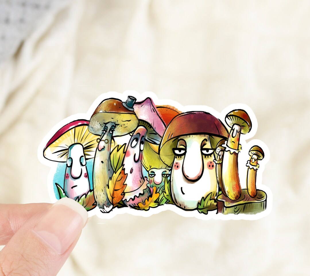 Mushroom Face Stickers, Mushroom Silly Sticker, Sticker of Mushrooms ...
