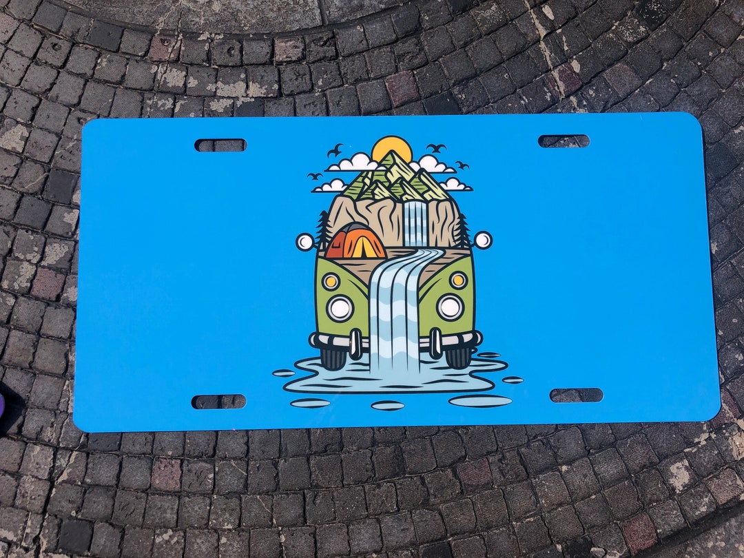 Van License Plate, Waterfall License Plate, Hippie Van License Plate ...