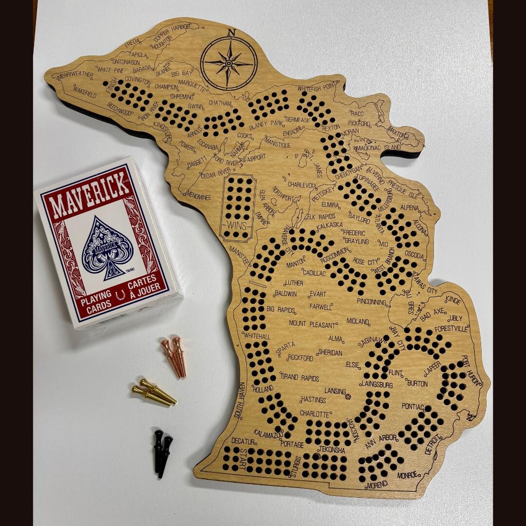 Michigan Cribbage Board, Cribbage Board, Michigan Games, UP Cribbage ...