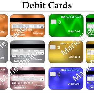 EDITABLE Pretend Play Credit Cards~printable Children's Debit Cards ...