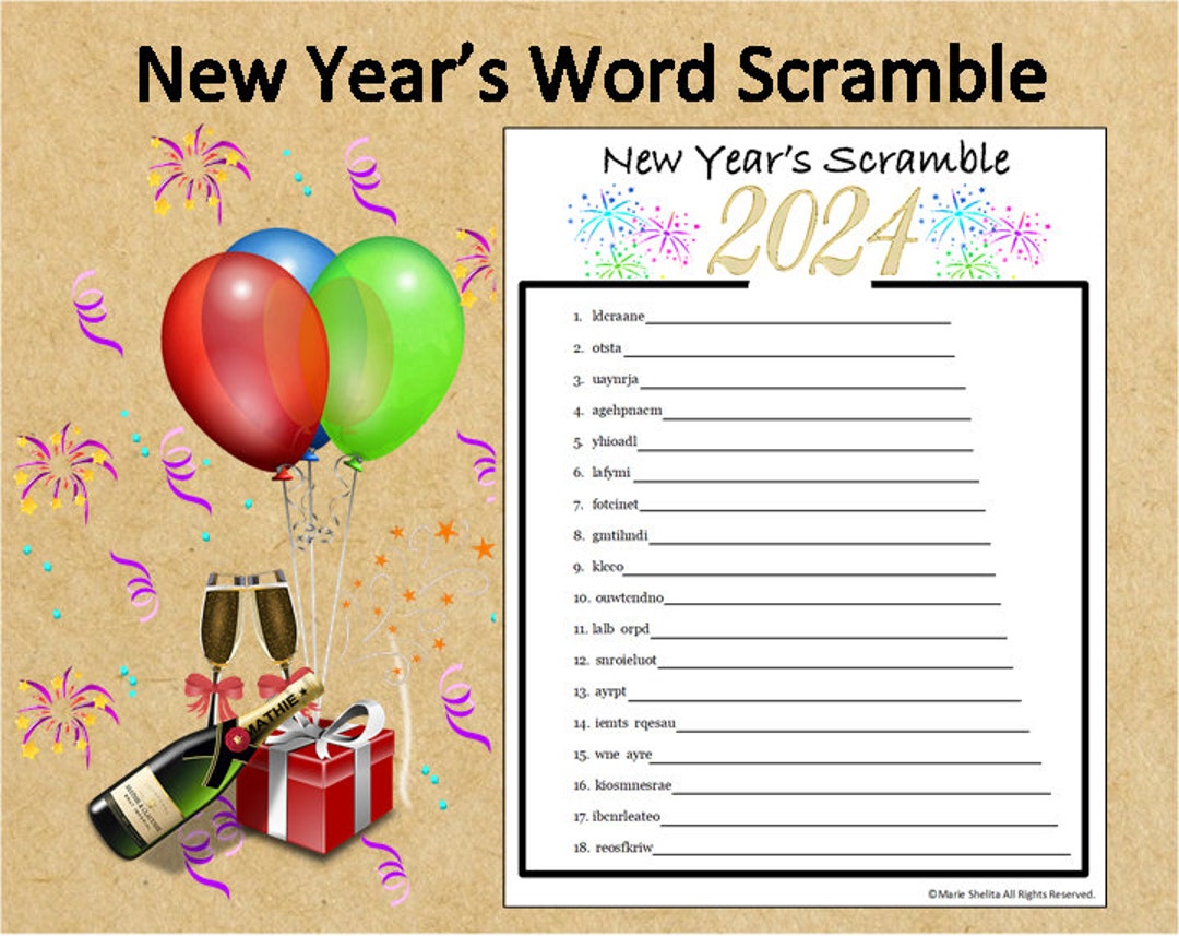 2024 Instant Download New Year's Word Scramble Gamenew Year's Eve ...