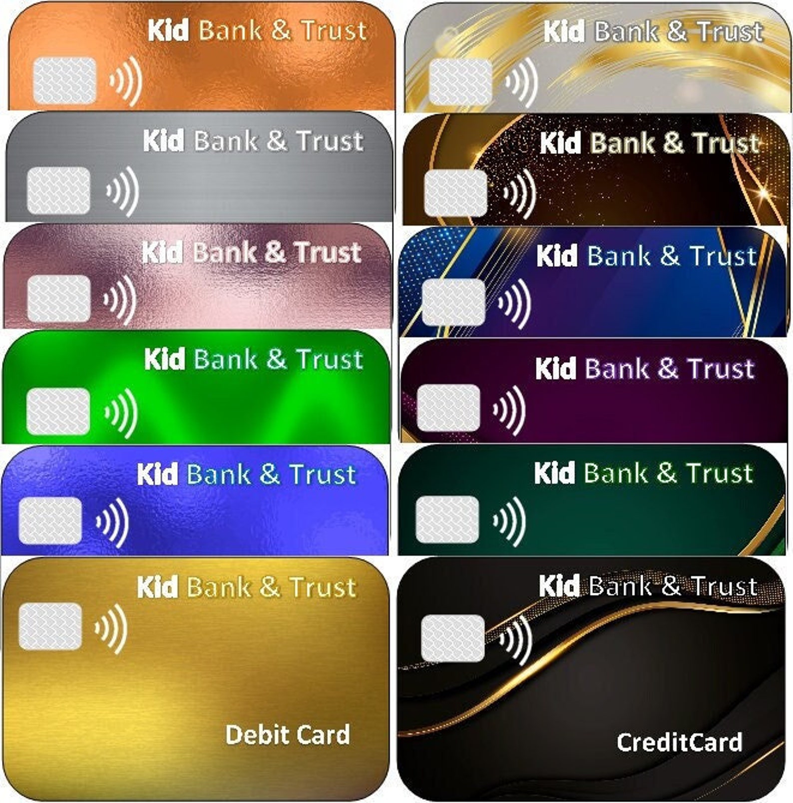 EDITABLE Pretend Play Credit Cards~printable Children's Debit Cards ...