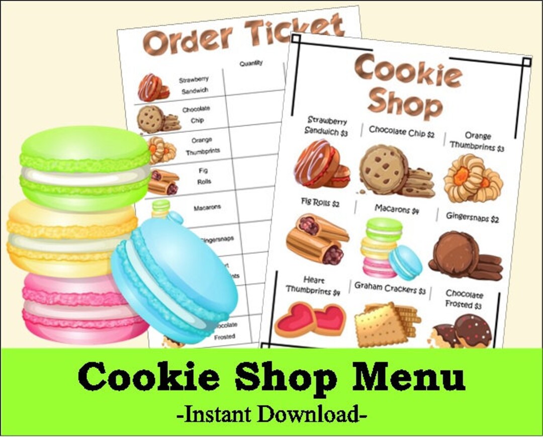 Printable Pretend Play Cookie Shop Menudramatic Play Cookie Shop ...