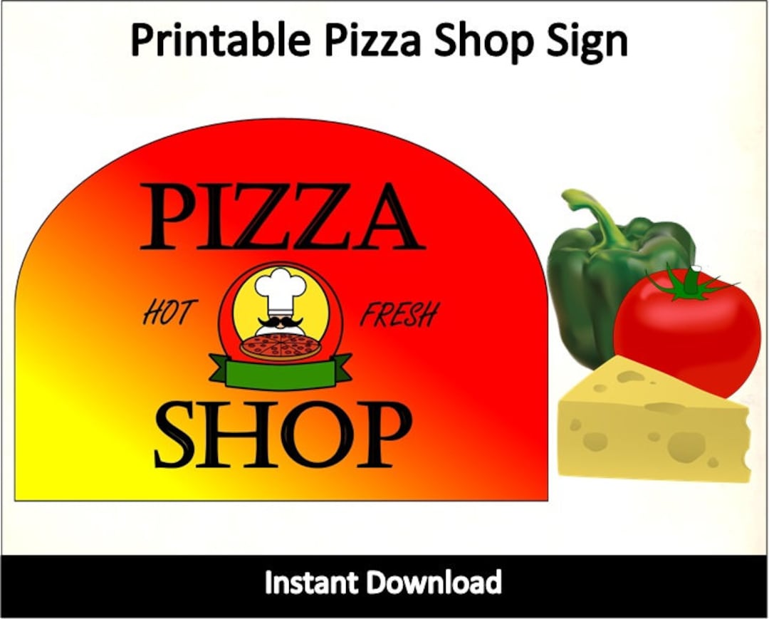 Instant Download Pretend Play Pizza Shop Sign~printable Pizza Store ...