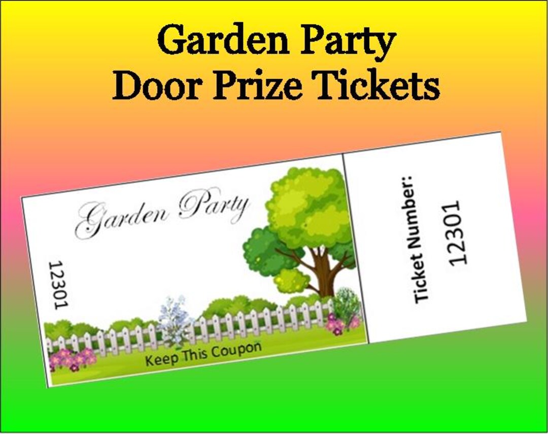 100 Numbered Tickets!~instant Download Garden Party Door Prize Tickets ...
