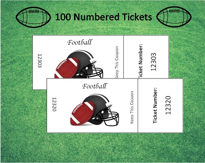 100 Numbered Ticketsinstant Download Football Door Prize ...