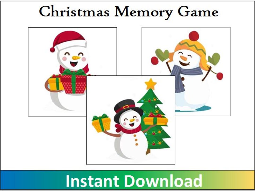 Printable Christmas Memory Game~instant Download Christmas Memory Game ...