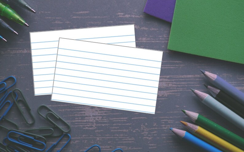 Blue Lined Printable Index Cards3x5recipe Cardsschool Suppliesoffice ...