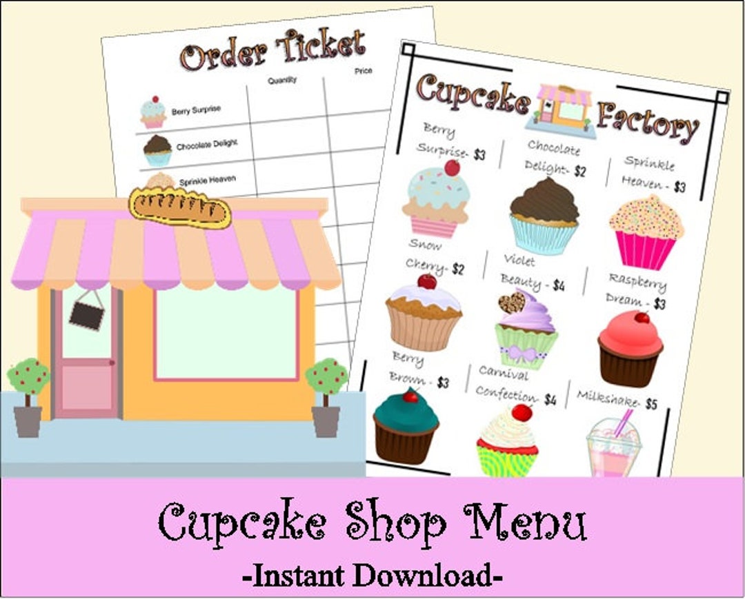 Pretend Play Cupcake Shop Menu Set~dramatic Play Cupcake Shop Menu Set ...