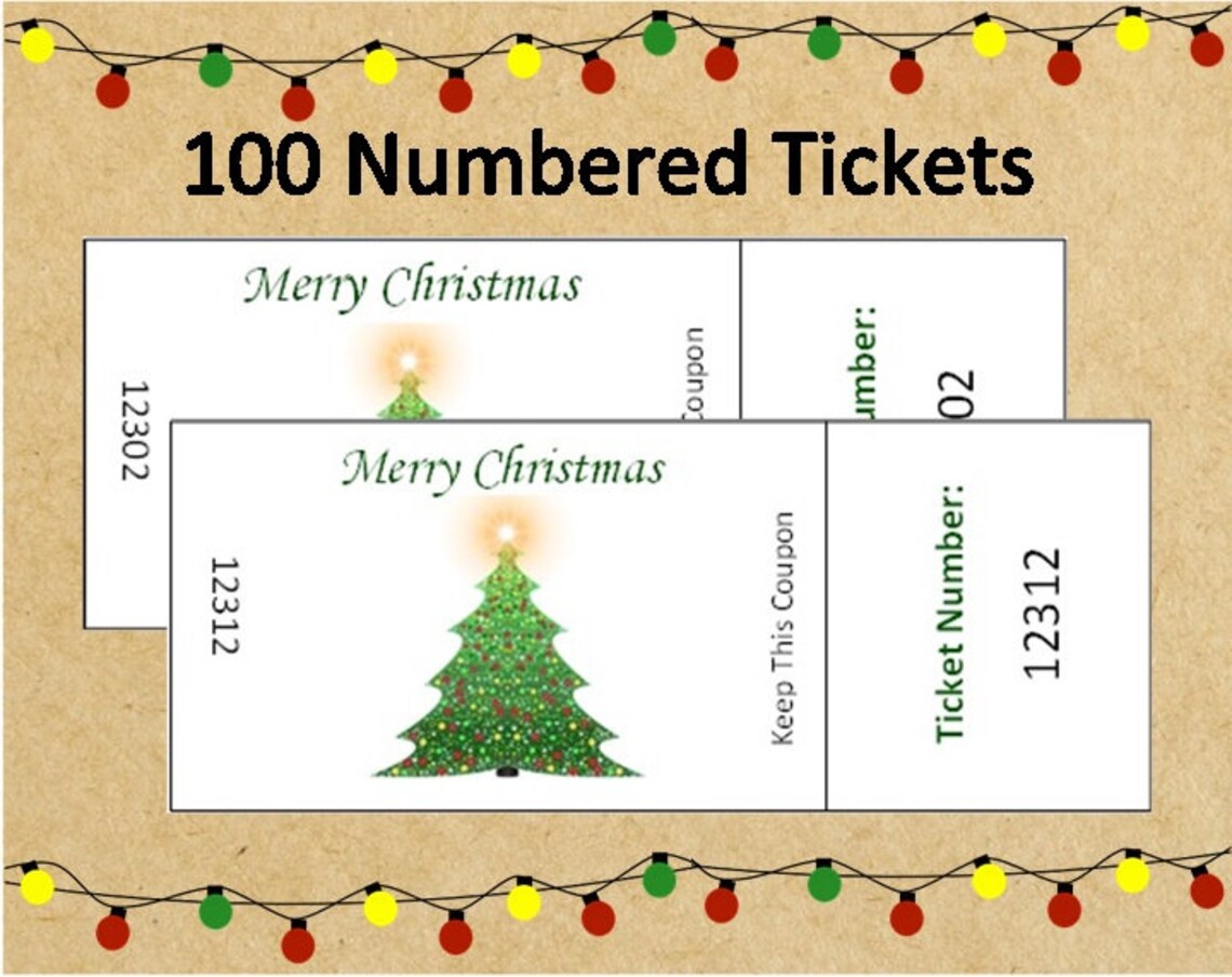 100 Numbered Ticketsinstant Download Christmas Door Prize or Raffle ...