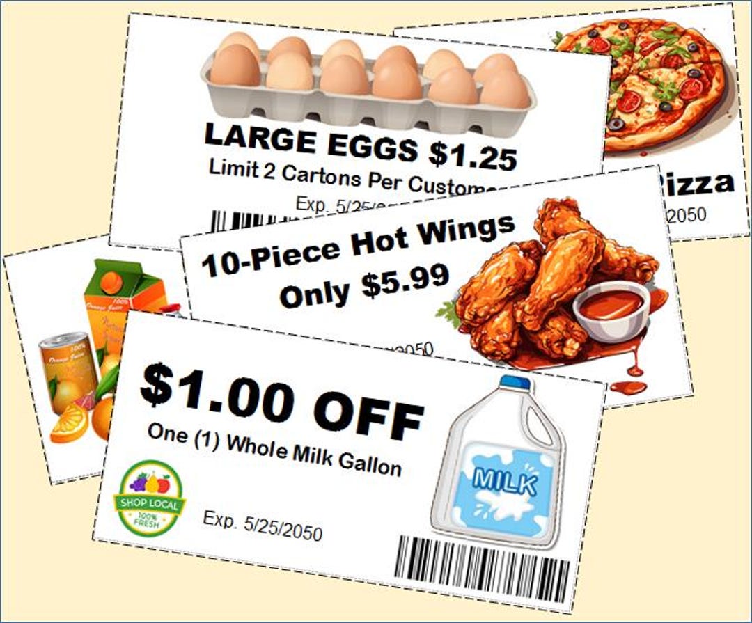 Printable Play Coupons, Pretend Store Activity (digital Download ...