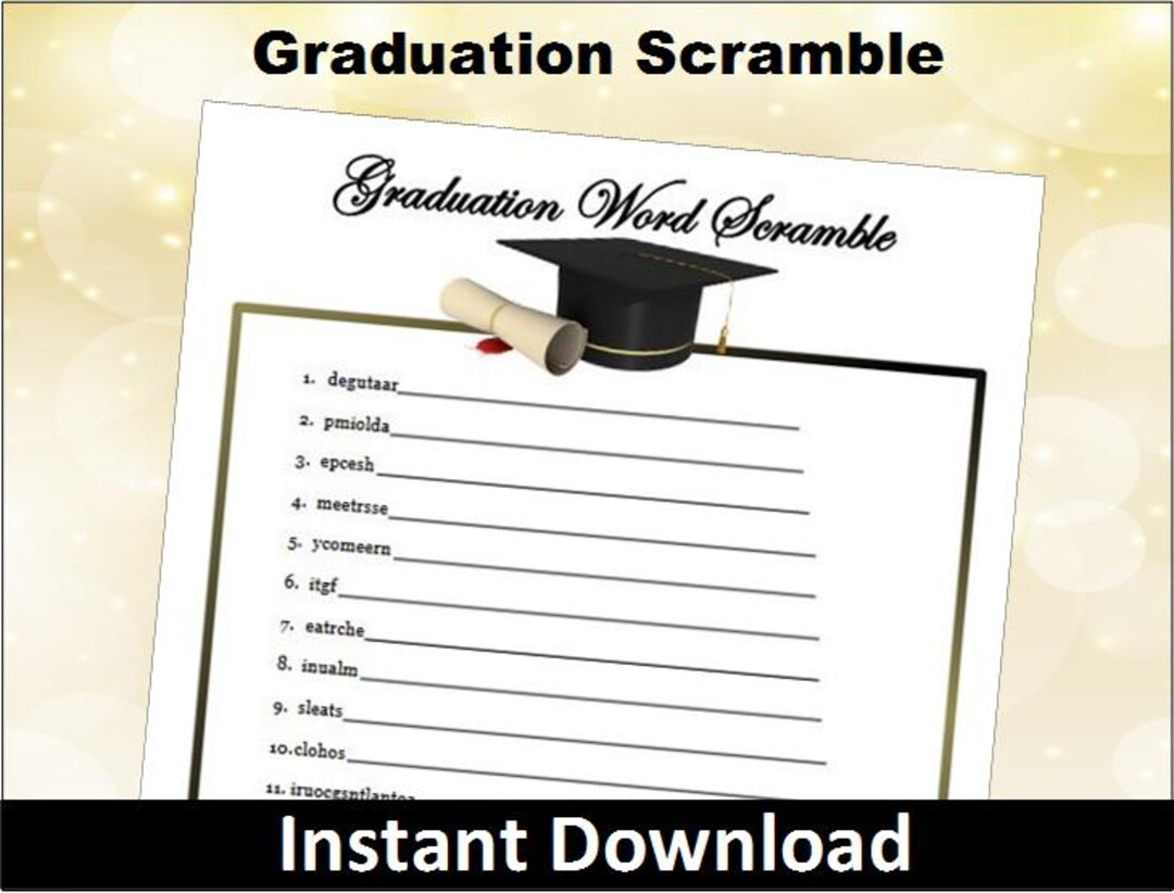 Printable Graduation Word Scramble~instant Download Graduation Word ...