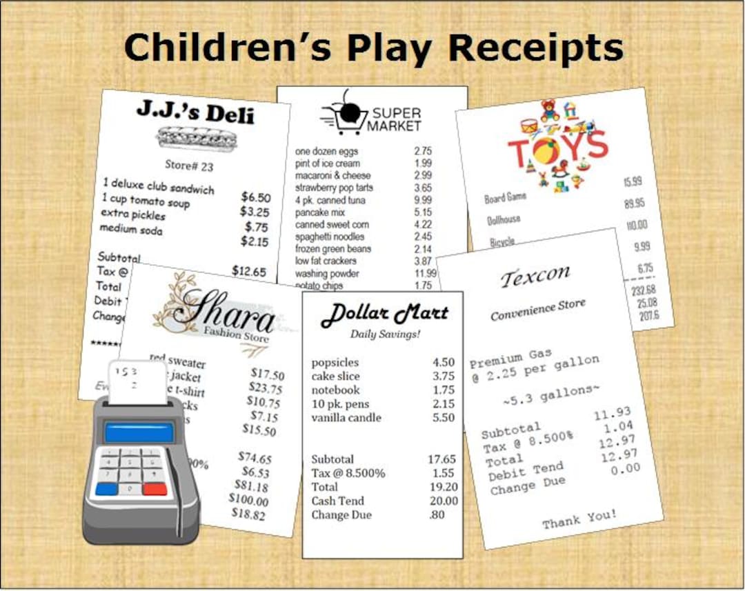 Pretend Play Receipts~play Store Receipts~toy Receipts~children's ...