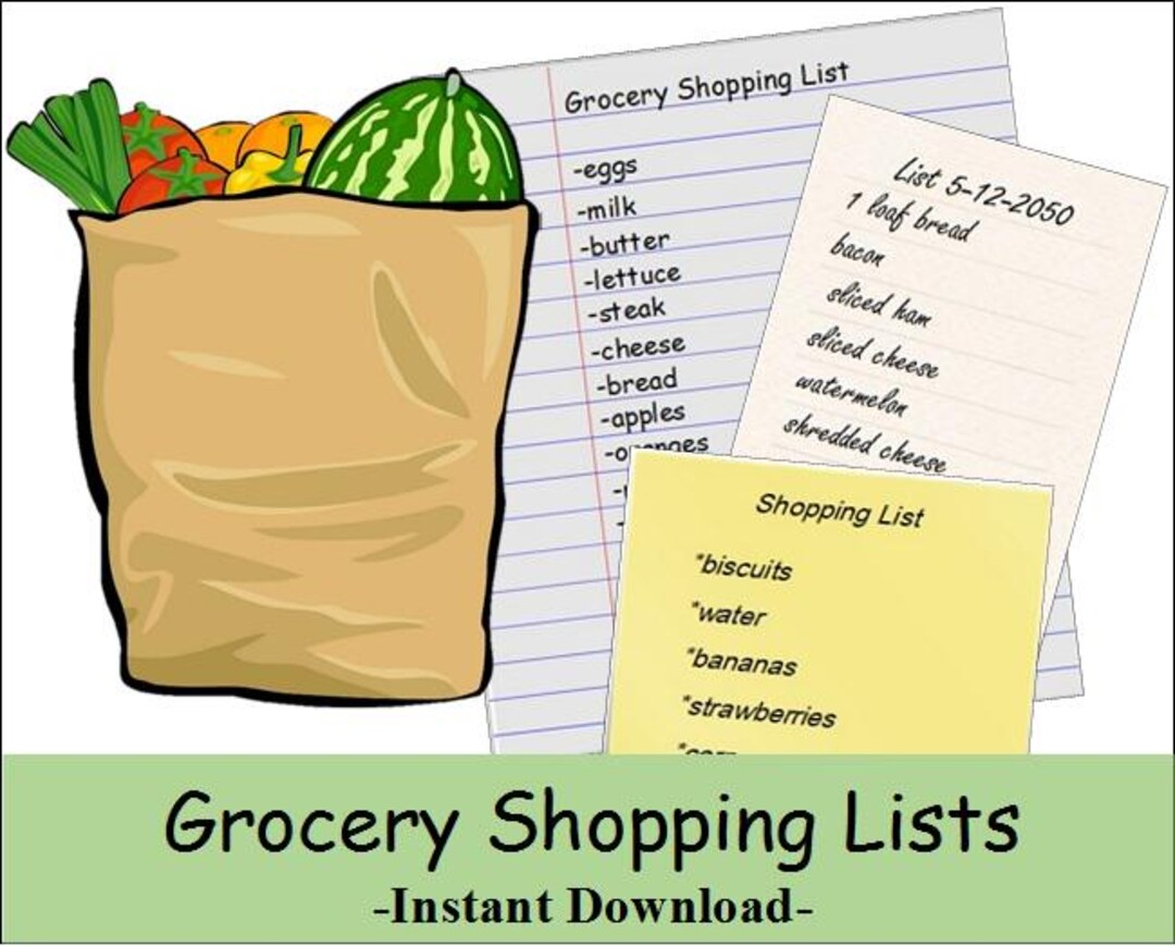 Pretend Play Grocery Shopping Lists~instant Download Dramatic Play ...