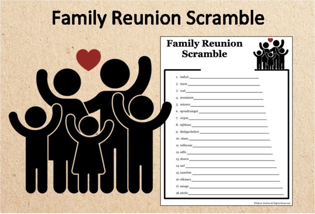 EDITABLE Family Reunion Word Scramble Gamefamily Reunion Printable ...