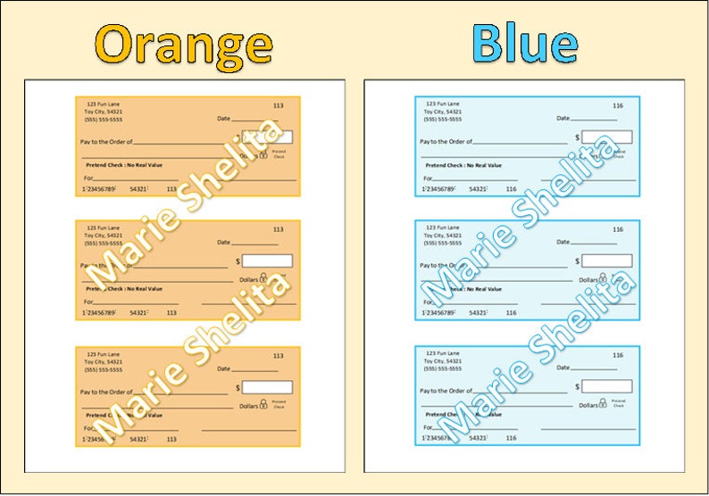 Editable Children's Play Checks~printable Pretend Play Checks~toy ...