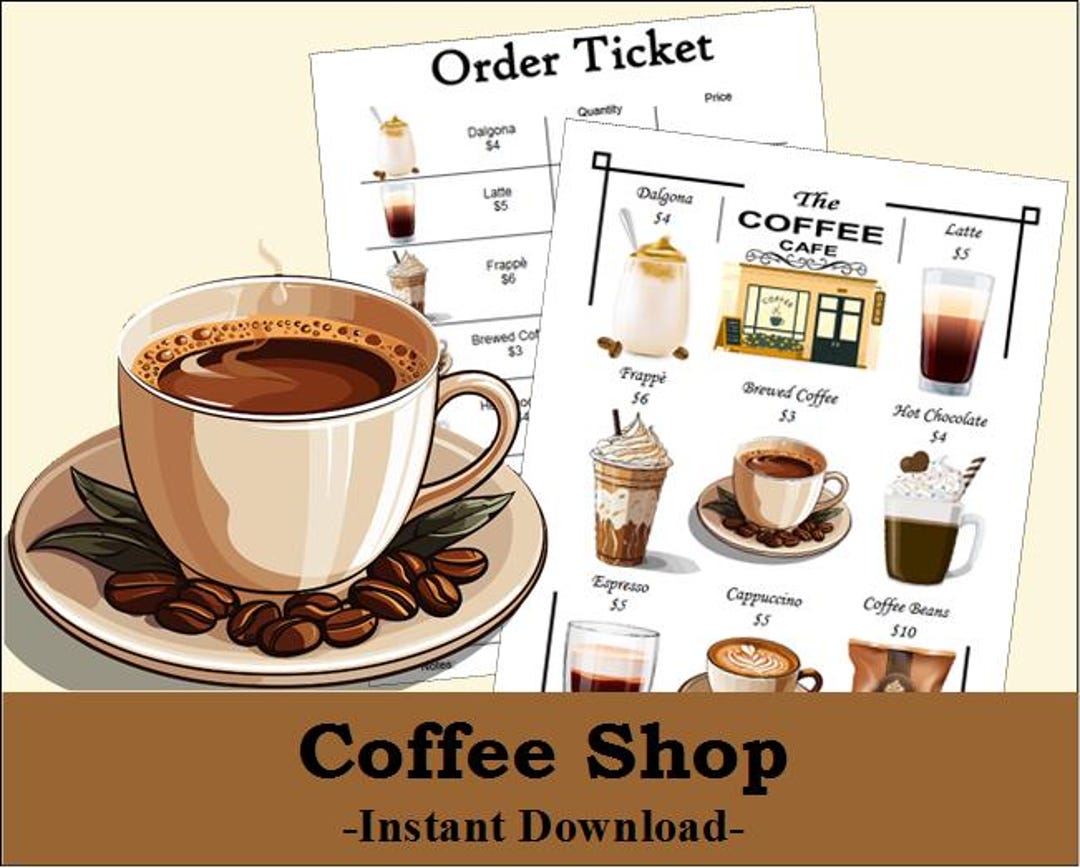Pretend Play Coffee Shop~dramatic Play Coffee Shop~instant Download ...