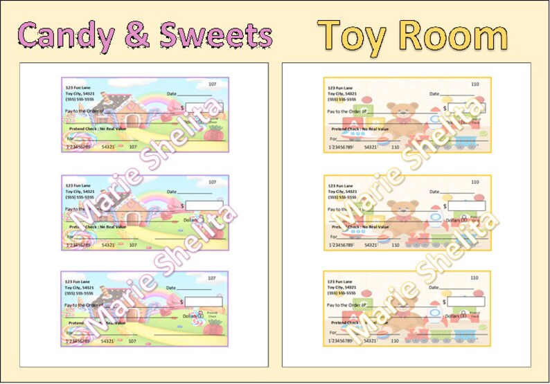 Editable Children's Play Checks~printable Pretend Play Checks~toy ...