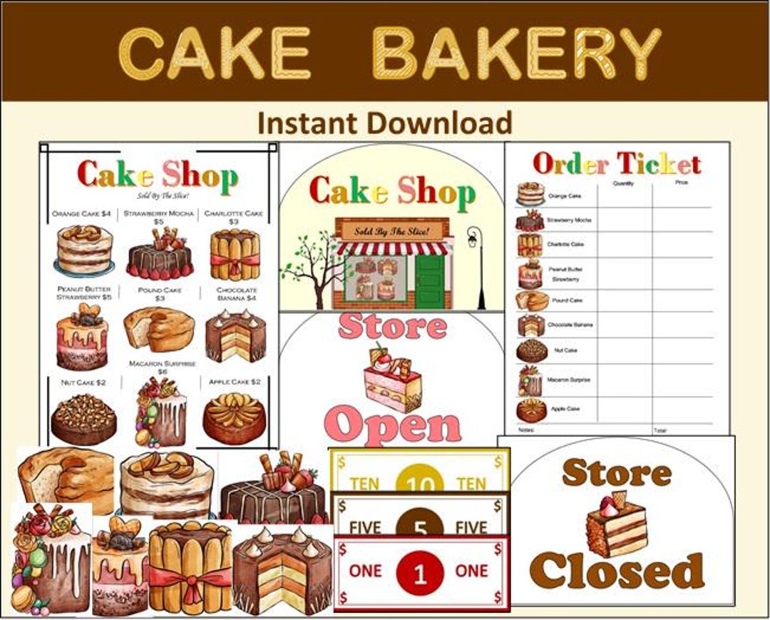 Pretend Play Cake Shop~dramatic Play Cake Shop~instant Download Pretend ...