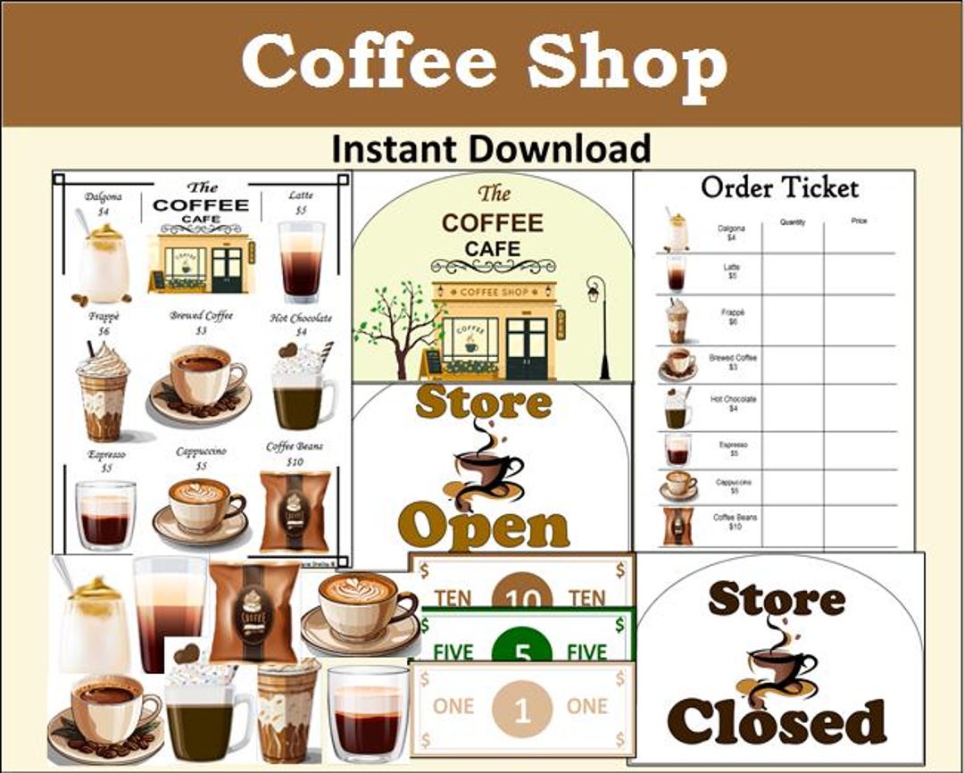 Pretend Play Coffee Shop~dramatic Play Coffee Shop~instant Download ...