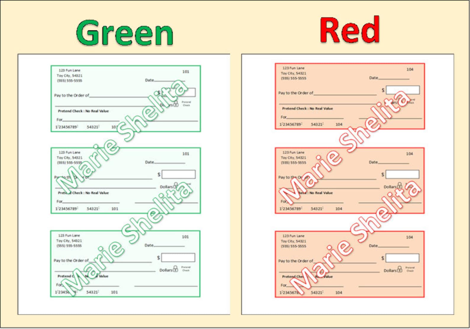 Editable Children's Play Checks~printable Pretend Play Checks~toy ...
