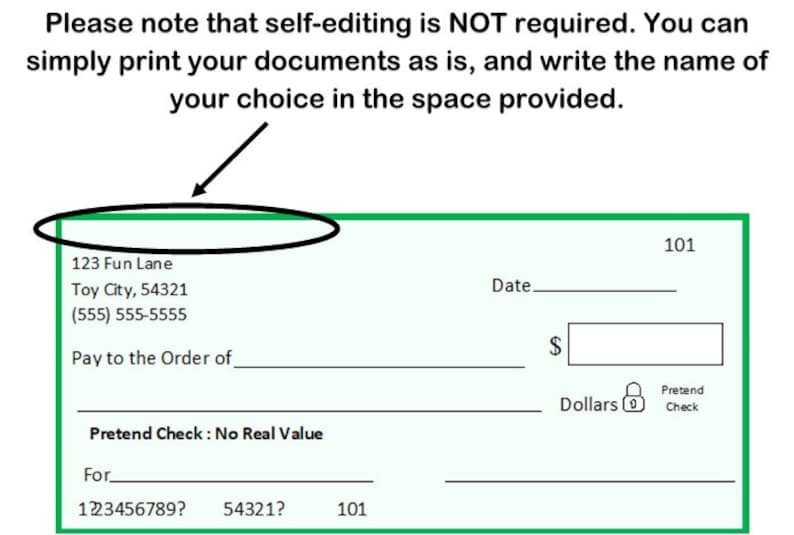 Editable Children's Play Checks~printable Pretend Play Checks~toy ...