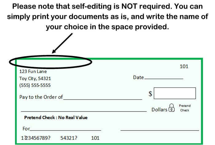 Editable Children's Play Checks~printable Pretend Play Checks~toy ...