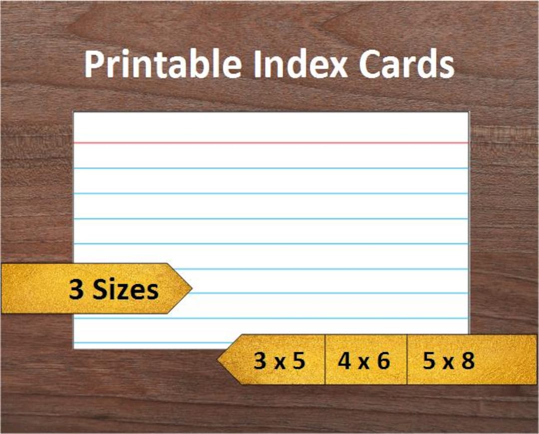 Printable Lined Index Cards~printable Index Cards~printable Recipe ...