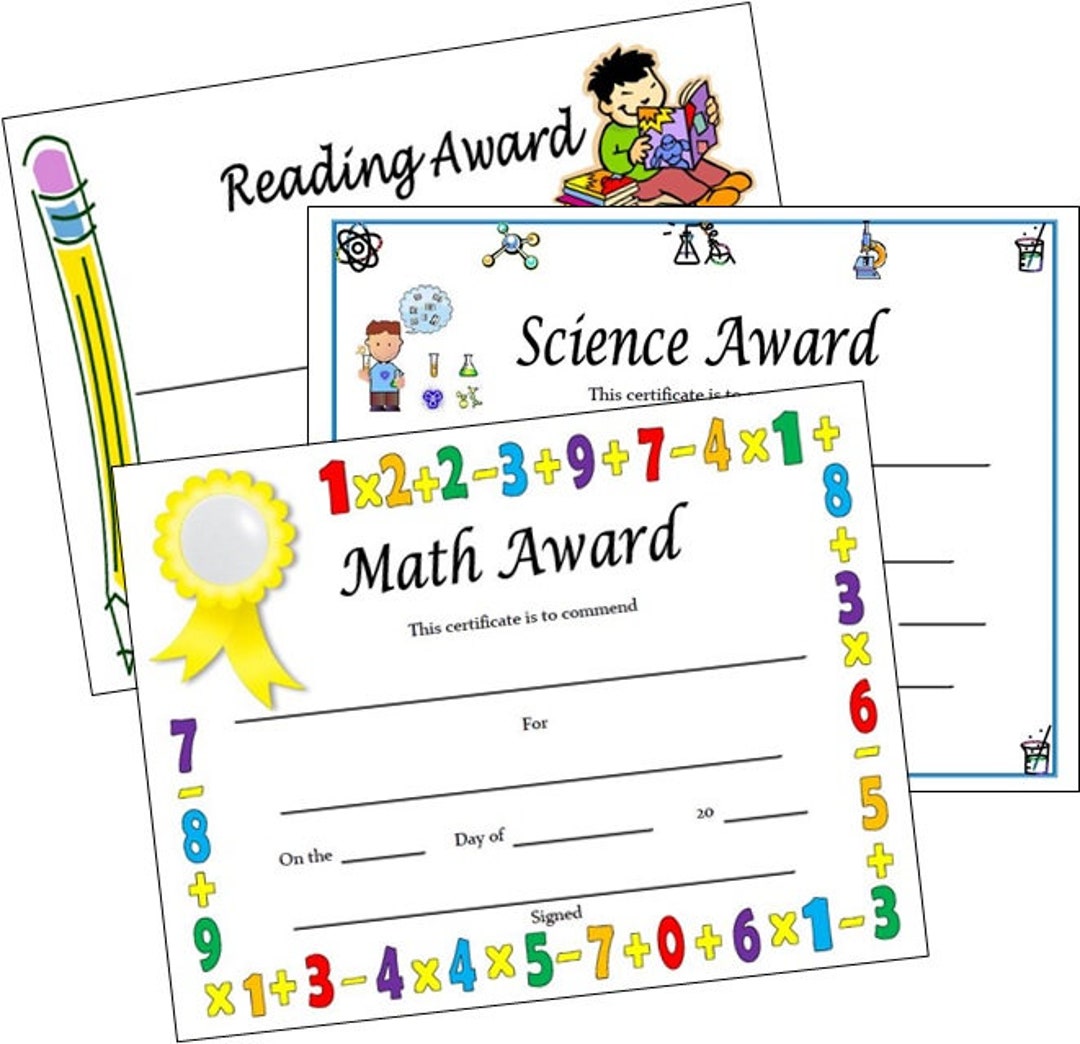 Printable Elementary School Certificates, Set of 8 Printable Classroom ...