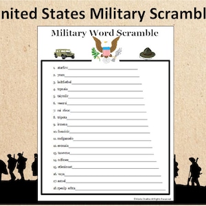 Printable United States Military Word Scramble Game~digital Word ...