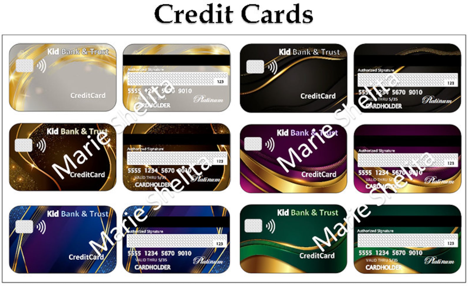 EDITABLE Pretend Play Credit Cards~printable Children's Debit Cards ...