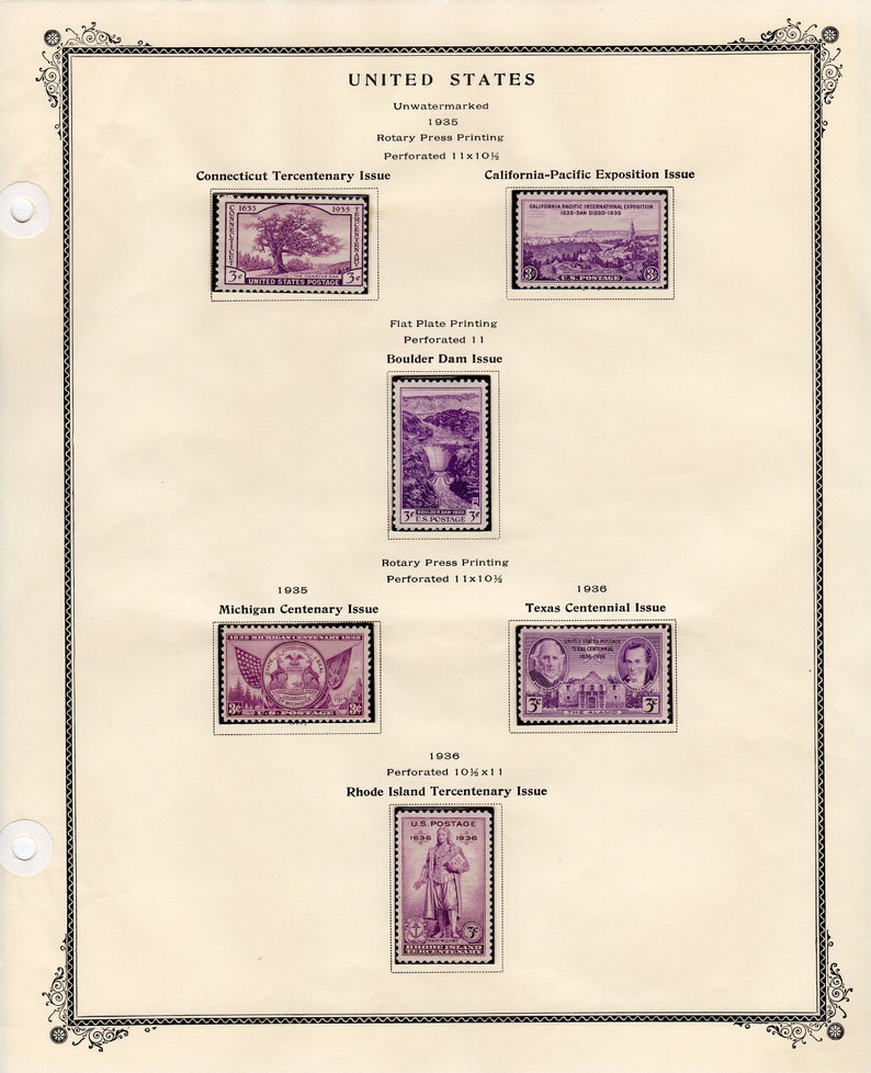 Lot of 11 Completed United States Postage Stamp Album Pages Postal Mail ...