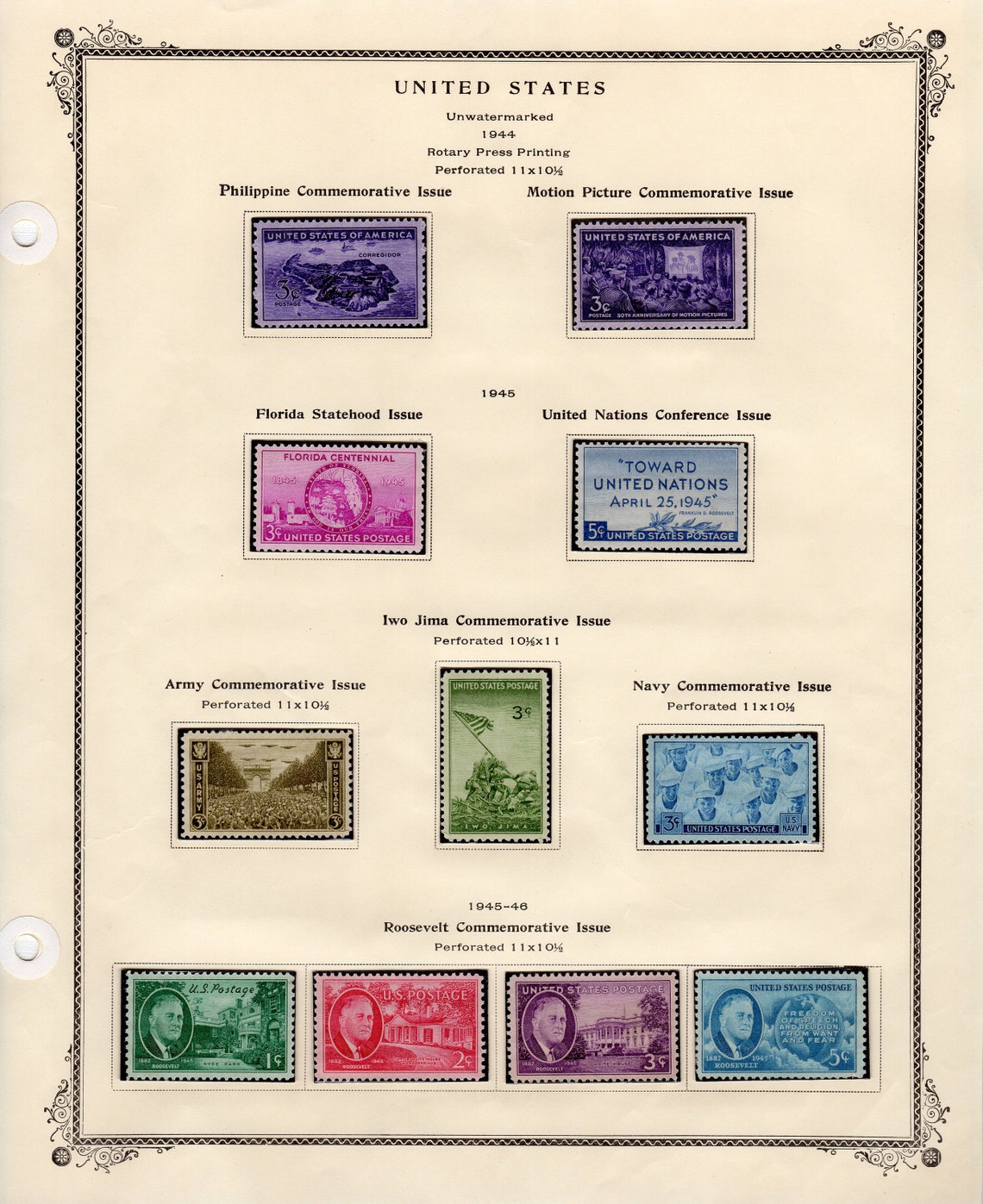 Lot of 11 Completed United States Postage Stamp Album Pages Postal Mail ...