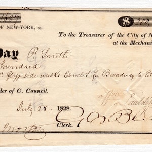 Lot Two Antique Bank Checks Cheques New York City 1828 1875 | Etsy