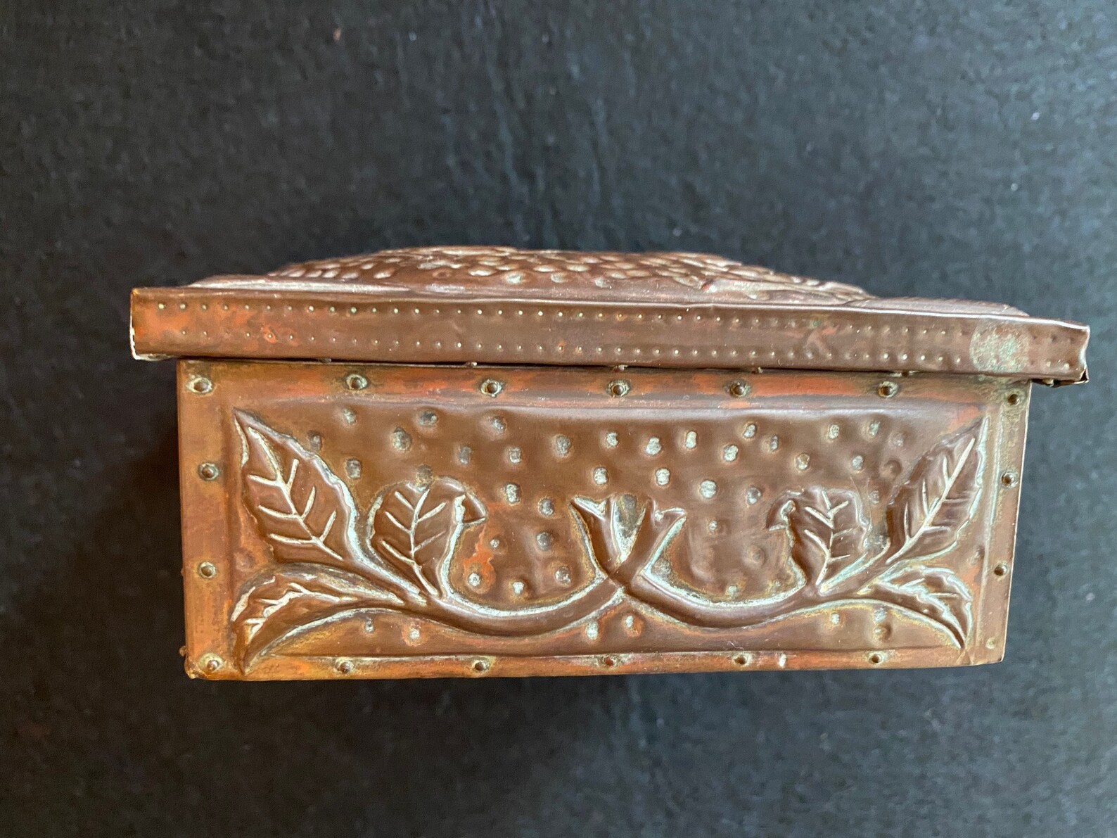 Antique Copper Repousse Box Arts & Crafts 1880 to 1920 Floral Flowers ...