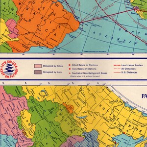Lot of Four (4) Wartime WWII 1940s Maps Lowell Thomas Broadcaster NBC ...