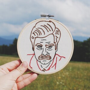 Ron Swanson Embroidery - Etsy