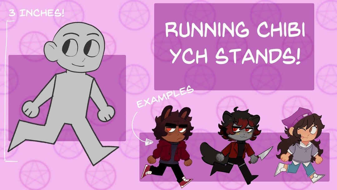 YCH Acrylic Standee Custom Commission Chibi Running Character Vtuber ...