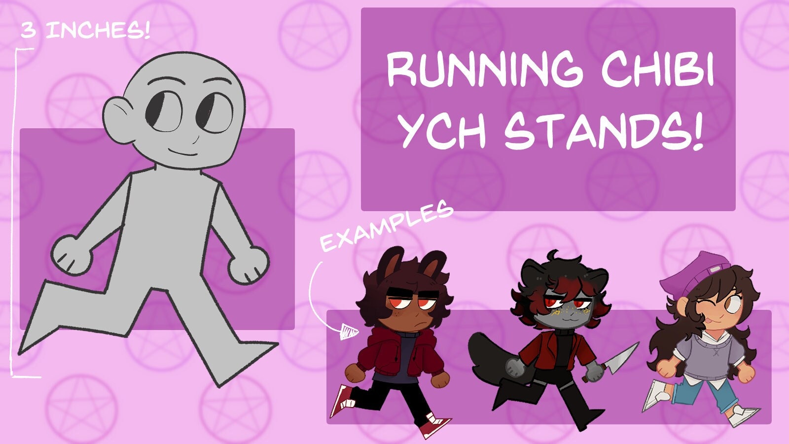 YCH Acrylic Standee Custom Commission Chibi Running Character Vtuber ...