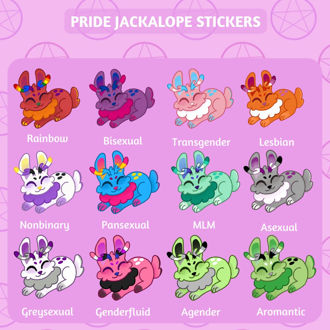 2.5 Inch Pride Flag Jackalope Heart Holographic Stickers Pride Flag ...