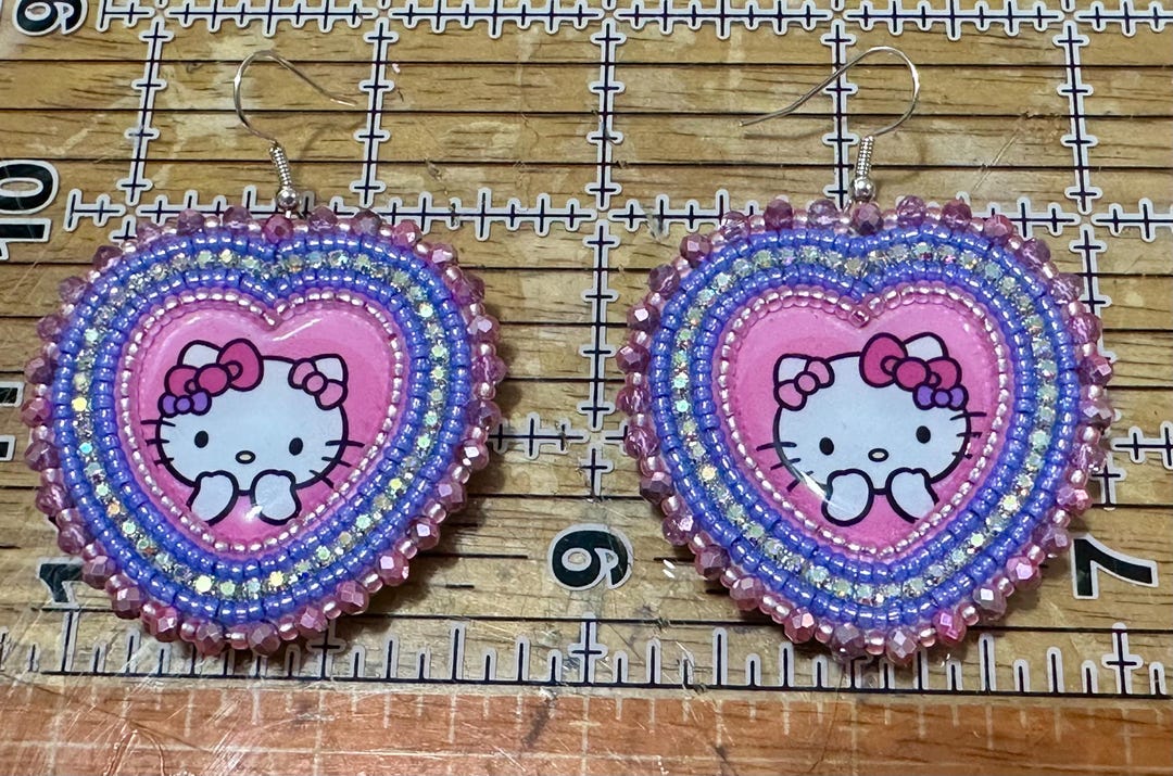 Indigenous Hk Kitty (our Own Design) Heart Earrings, on Leverback Posts ...